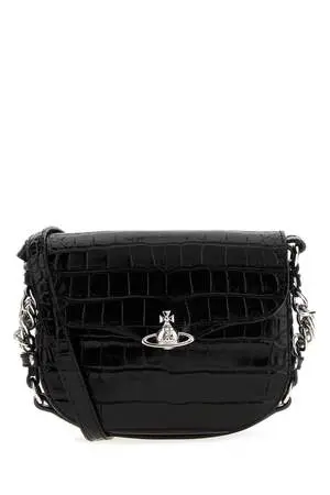 VIVIENNE WESTWOOD Leather Hunter Shoulder Bag - Black