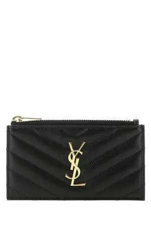Saint Laurent Leather Card Holder - Black