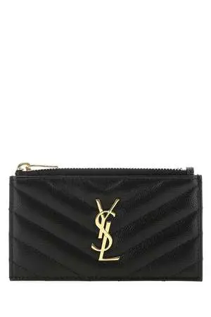 Saint Laurent Leather Card Holder - Black