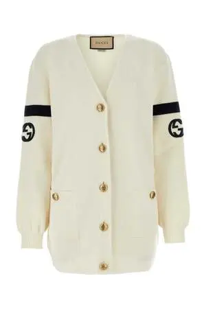 Gucci Ivory Wool Blend Cardigan - White
