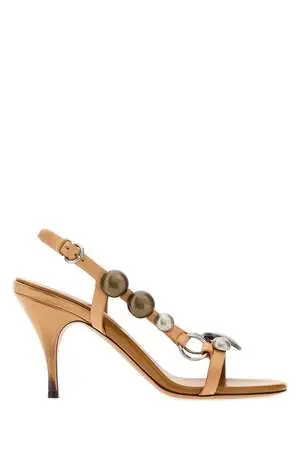 Miu Miu Camel Leather Sandals