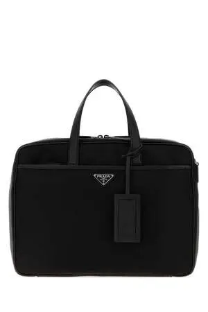Prada Canvas Briefcase - Black