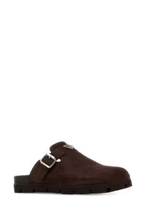 Prada Dark Suede Slippers - Brown