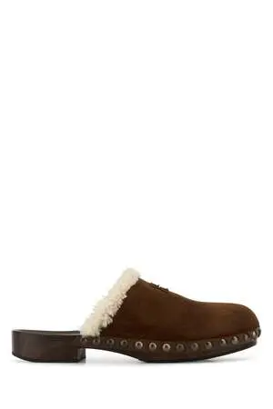 Miu Miu Suede Clogs - Brown