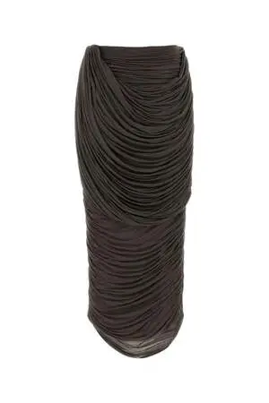 Magda Butrym Stretch Cupro Ruched Skirt - Brown