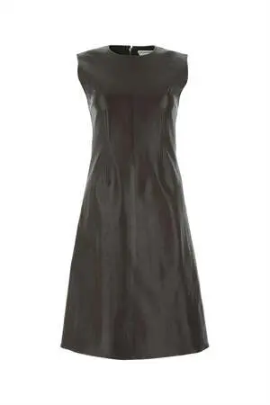 Bottega Veneta Dark Nappa Leather Dress - Brown