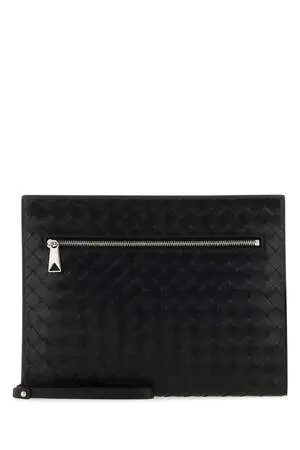 Bottega Veneta Leather Document Case - Black