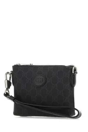Gucci Gg Supreme Fabric Clutch - Black