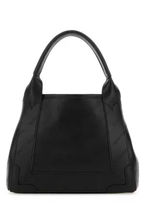 Balenciaga Leather Cabas Navy Xs Handbag - Black
