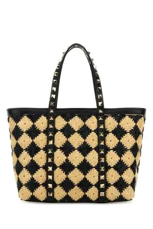 Valentino Garavani Embroidered Raffia Mini Rockstud Handbag - Multicolor