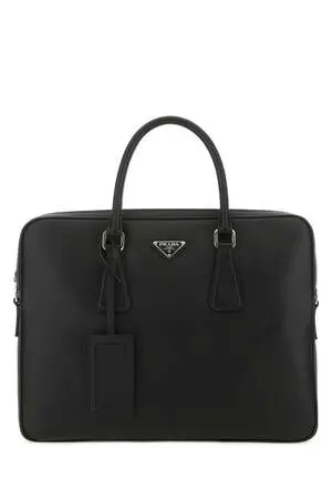 Prada Leather Brief Case - Black