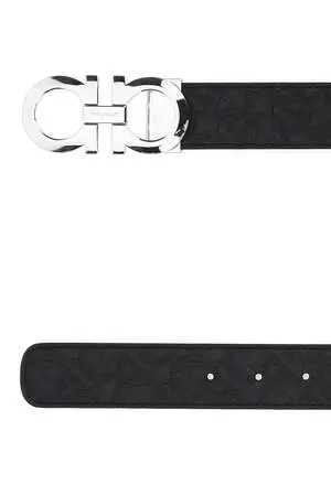 FERRAGAMO Leather Reversible Belt - Black