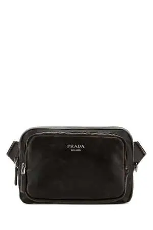 Prada Dark Nappa Leather Crossbody Bag - Brown