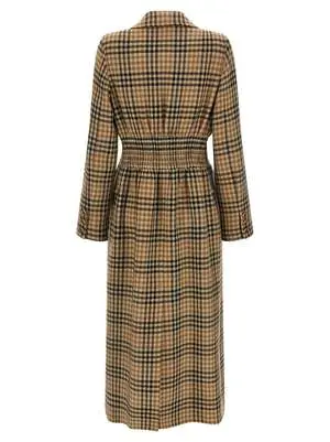 Valentino Garavani Houndstooth Virgin Wool Long Coat - Brown