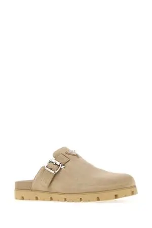 Prada Sand Suede Slippers