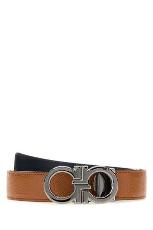 FERRAGAMO Biscuit Leather Reversible Belt - Brown