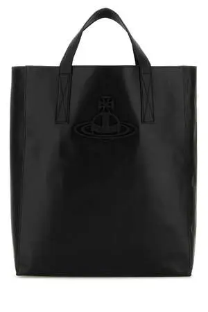 VIVIENNE WESTWOOD Leather Medium Sarah Shopping Bag - Black