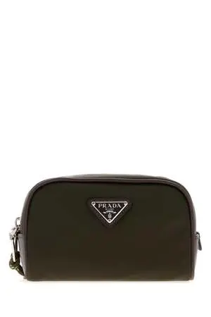 Prada Olive Fabric Beauty Case - Green