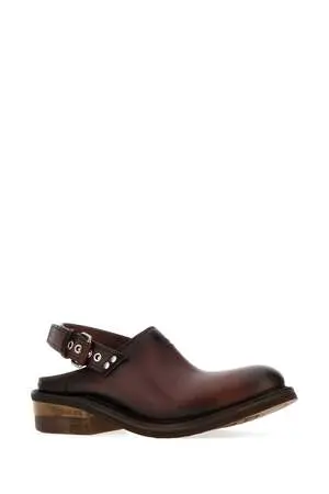 Miu Miu Chocolate Leather Foule Slippers