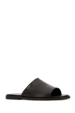 Prada Dark Leather Slippers