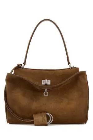 Balenciaga Camel Suede Small Rodeo Handbag - Brown