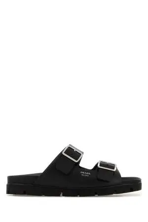 Prada Leather Slippers - Black