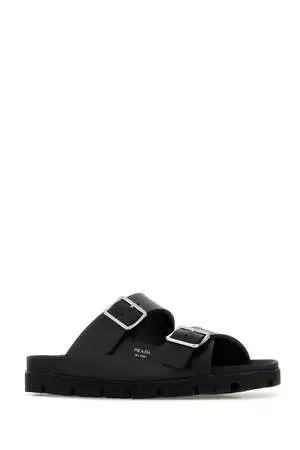 Prada Leather Slippers - Black