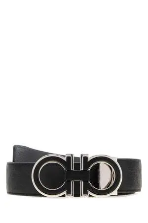 FERRAGAMO Leather Reversible Belt - Black