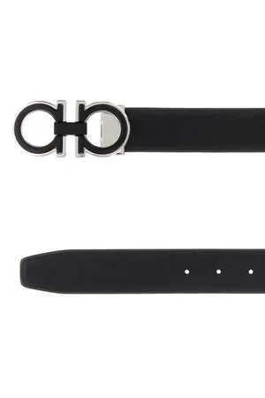 FERRAGAMO Leather Reversible Belt - Black