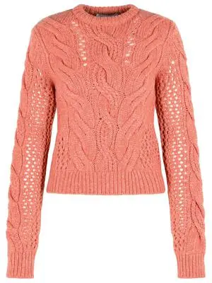 Sportmax Radio' Crewneck Sweater With Wool Blend Braids - Pink
