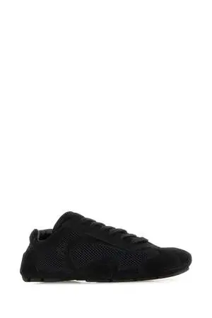 Prada Suede And Mesh Montecarlo Re-edition 2005 Sneakers - Black
