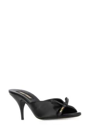 Miu Miu Nappa Leather Mules - Black