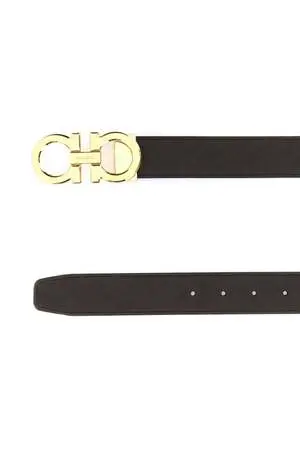 FERRAGAMO Dark Leather Reversible Belt