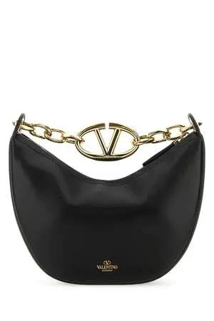 Valentino Garavani Leather Small Hobo Vlogo Moon Handbag - Black