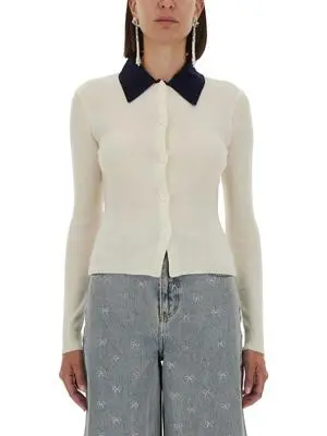 SELF-PORTRAIT Merino Wool Cardigan - Cream