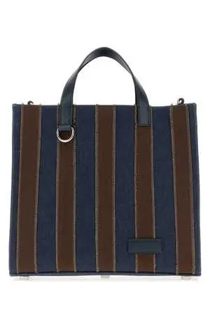 Fendi Embroidered Denim Pequin Shopping Bag - Multicolor