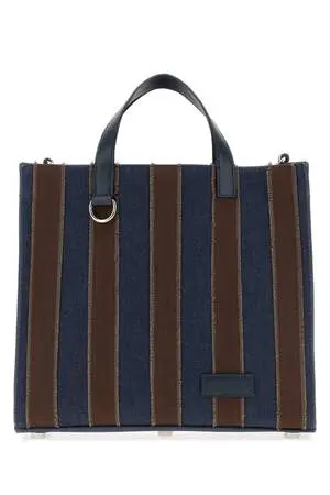 Fendi Embroidered Denim Pequin Shopping Bag - Multicolor