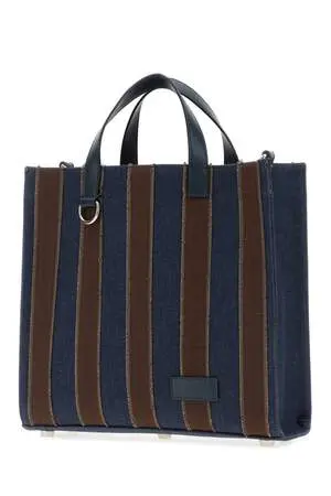 Fendi Embroidered Denim Pequin Shopping Bag - Multicolor