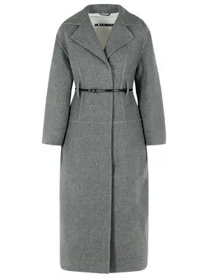 JIL SANDER Grey Virgin Wool Coat