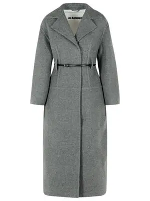 JIL SANDER Virgin Wool Belted Overcoat - Gray