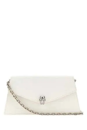 Alexander McQueen Leather Mini Skull Crossbody Bag - White
