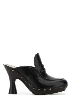 Burberry Leather Mules - Black