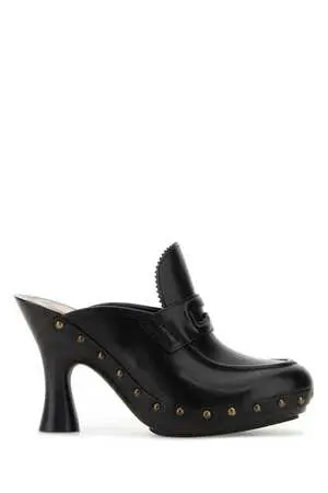 Burberry Leather Mules - Black