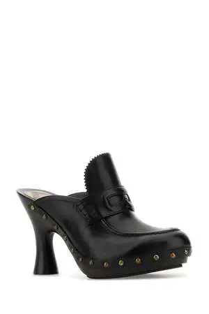 Burberry Leather Mules - Black