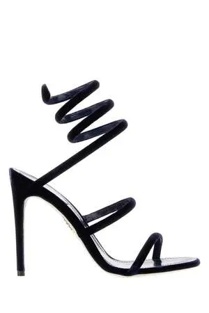 Rene Caovilla Velvet Cleo Sandals - Blue