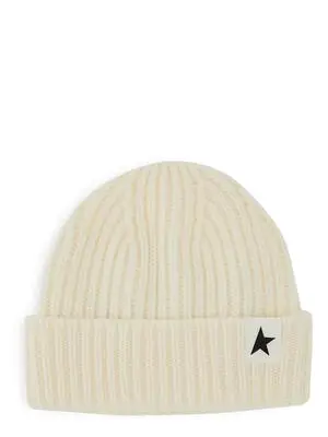 GOLDEN GOOSE Damian Ribbed Beanie - White