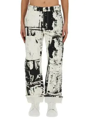 Alexander McQueen Workwear Jeans With Fold Print - White