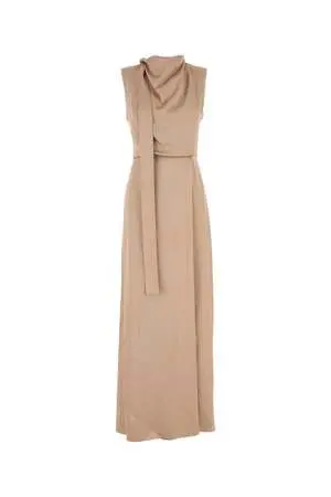 Fendi Beige Satin Long Dress - Brown