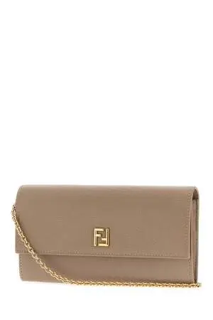 Fendi Dove Grey Leather Ff Wallet