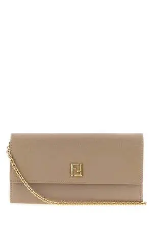Fendi Dove Grey Leather Ff Wallet - Gray